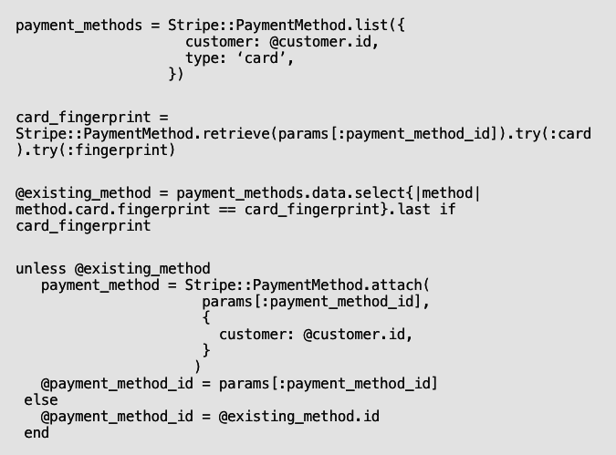 A new PaymentIntent is created using @payment_method_id for each ...